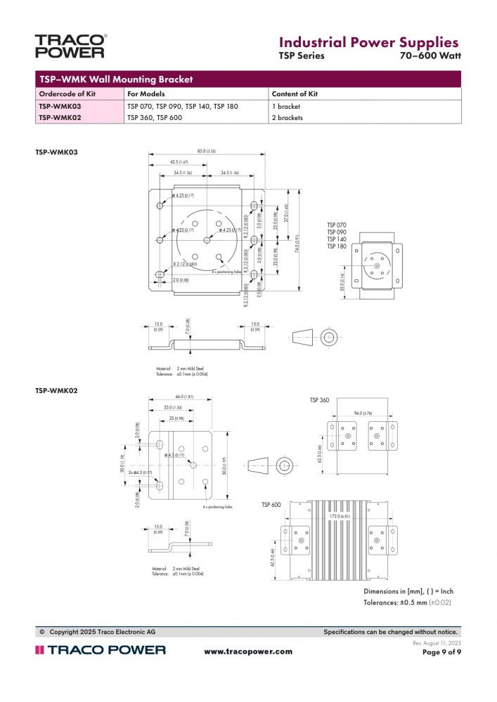 TSP series datasheet page 9