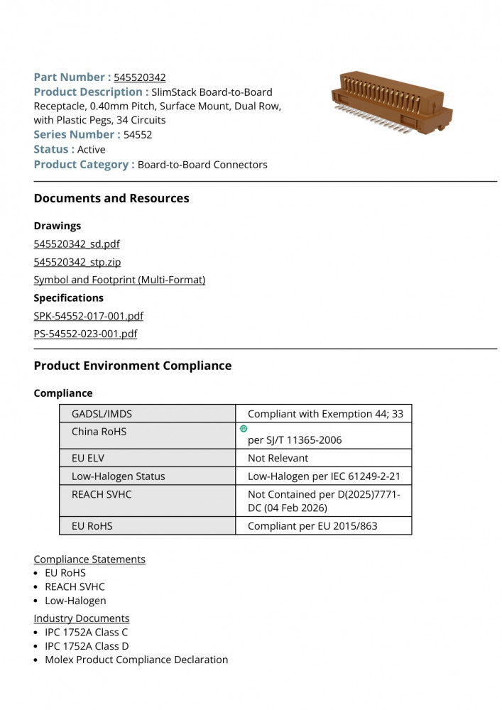 MOLEX 545520342 technical document image 1