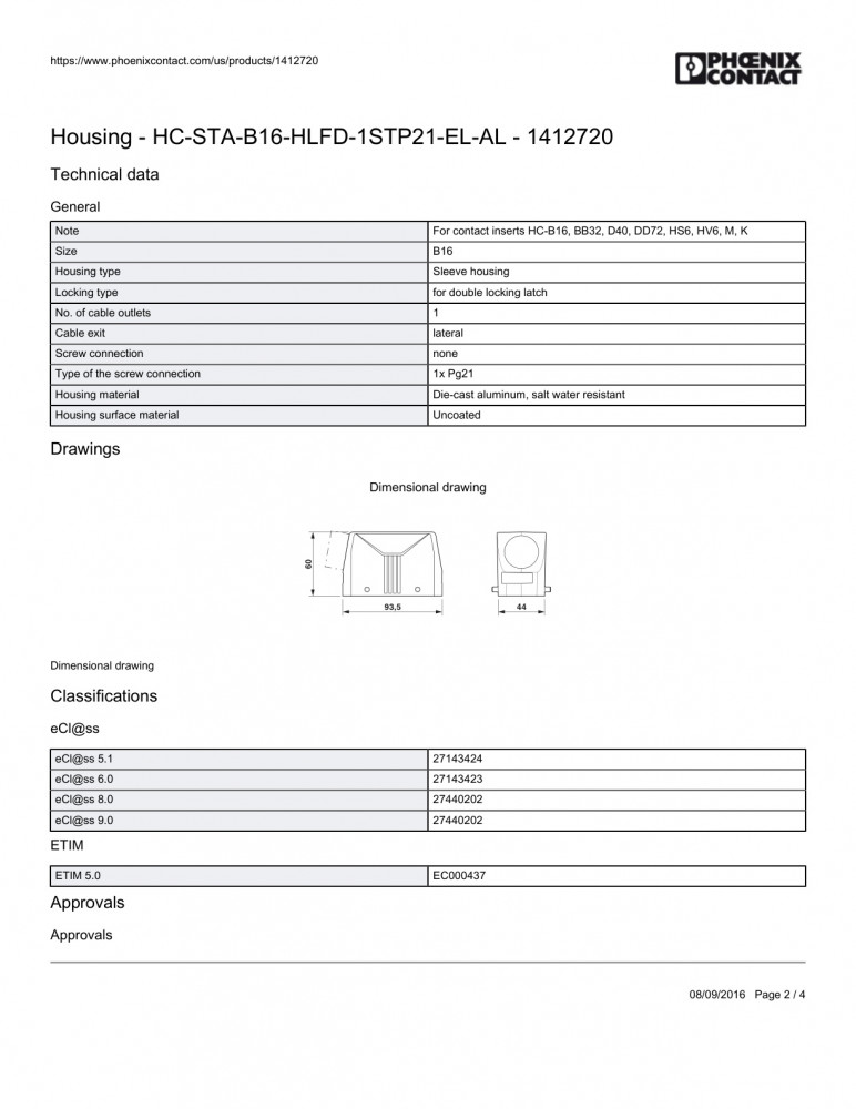 Phoenix Contact 1412720 technical data