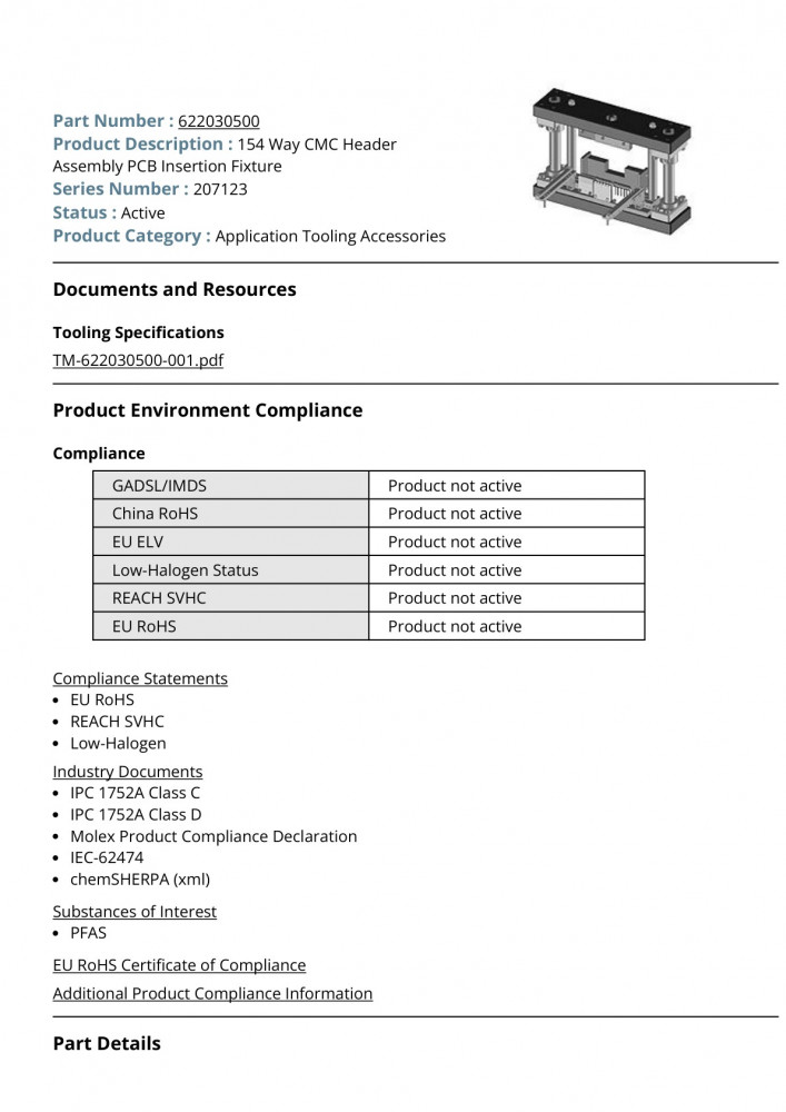 Tooling specification preview, page 1