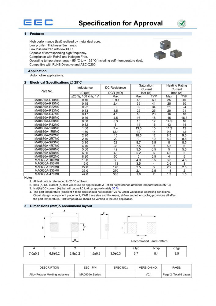 EEC MA0630A specification page 3