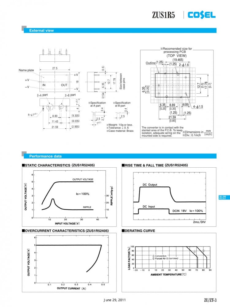 Cosel ZUS series datasheet page 2