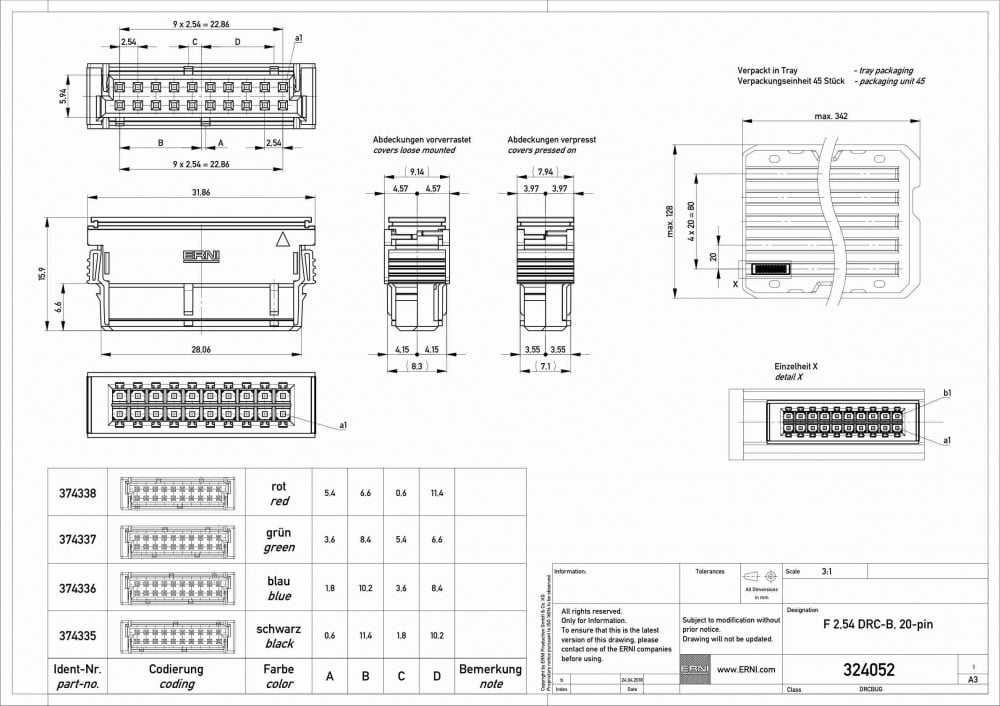 TE Connectivity ERNI 374335 technical drawing