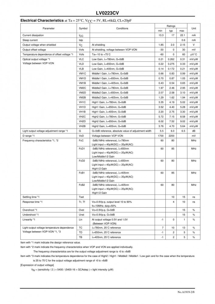 LV0223CV-TLM-H datasheet page 2