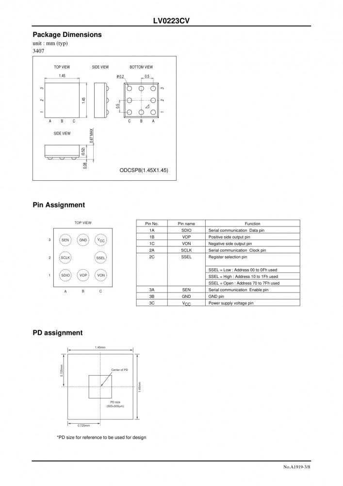 LV0223CV-TLM-H datasheet page 3