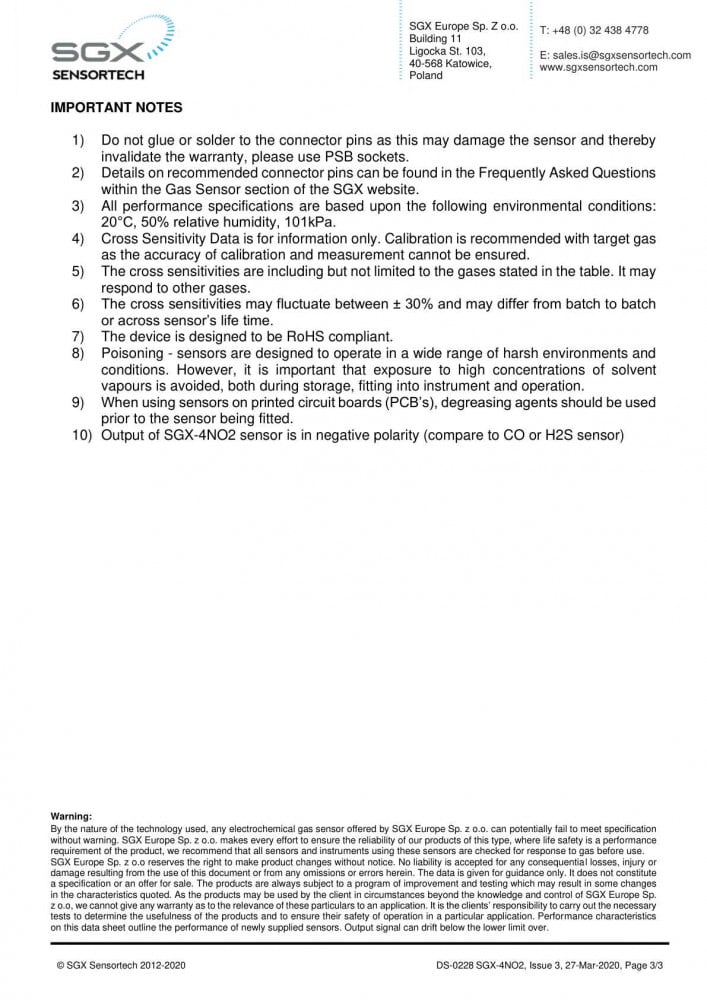 SGX-4NO2 datasheet page 3
