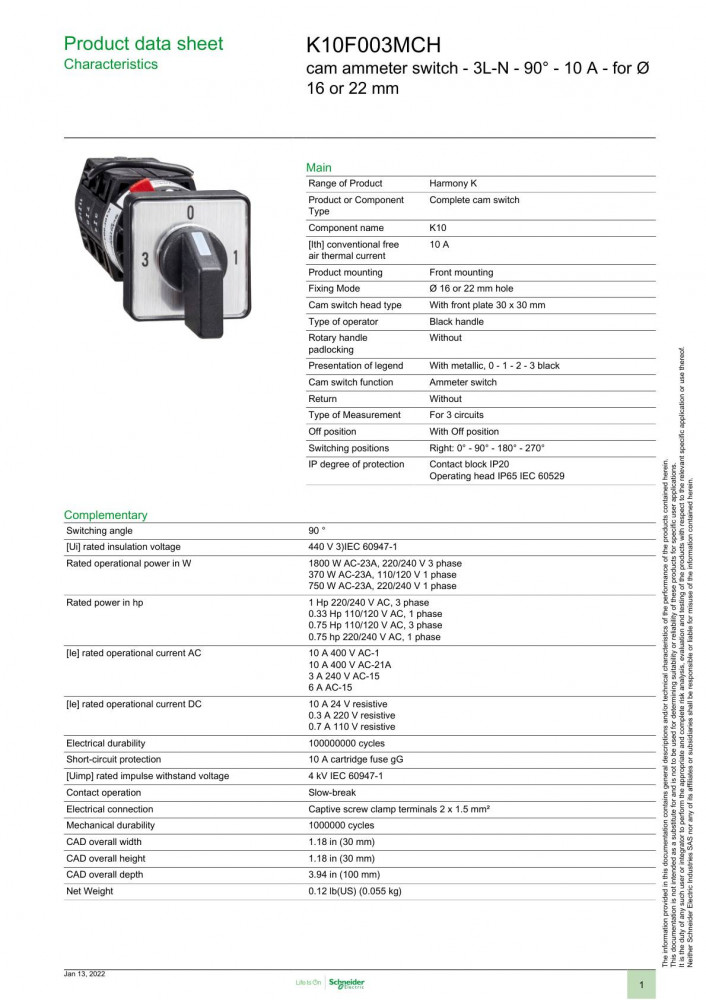 K10F003MCH technical document page 1