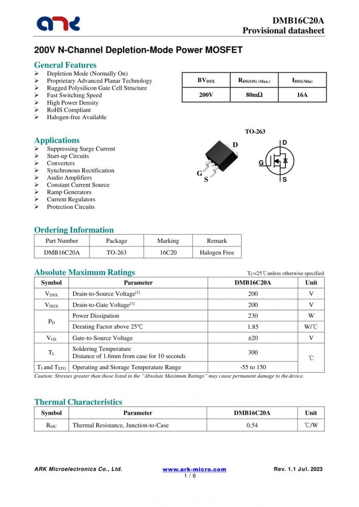 DMB16C20A datasheet page 1