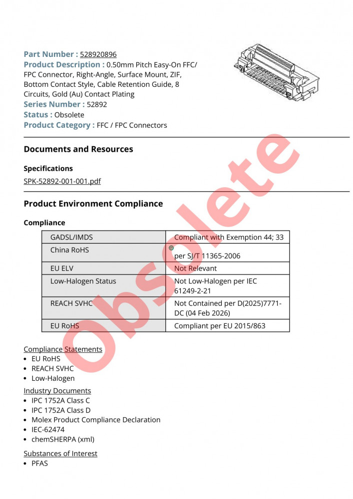 MOLEX 528920896 product document page 1