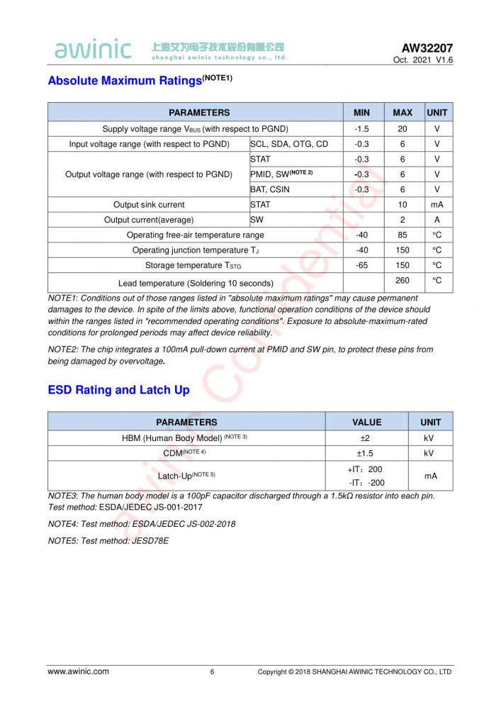 AW32207FCR datasheet page 6