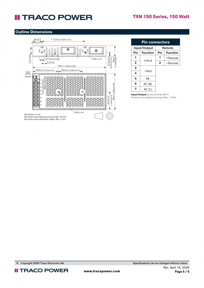 TXN 150 series technical document page 5