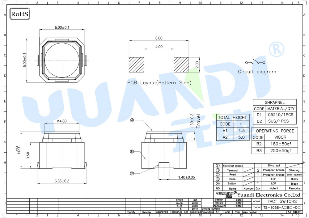 YUANDI TS-1068-A1B3-D1 product document page