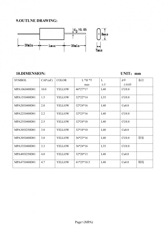 Jimson MPA specification page 7
