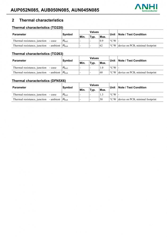 AUB050N085 datasheet page 3