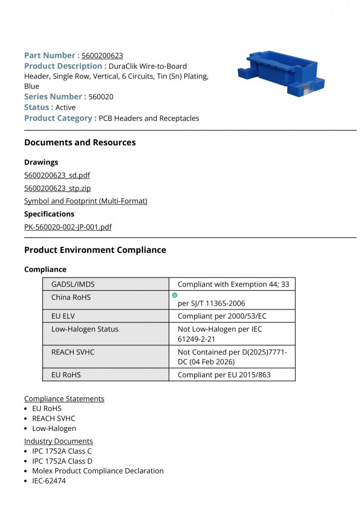 5600200623 technical document page 1