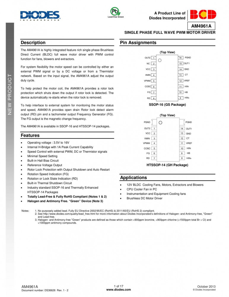 AM4961A datasheet page 1