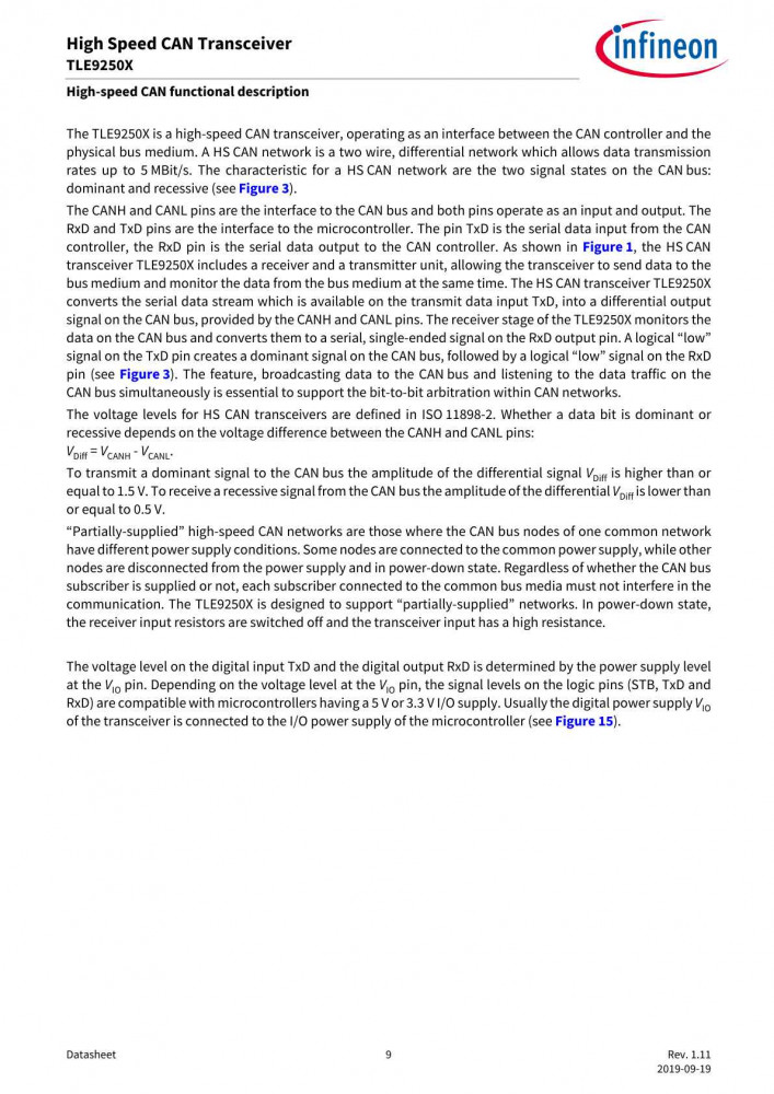 TLE9250X datasheet page 9