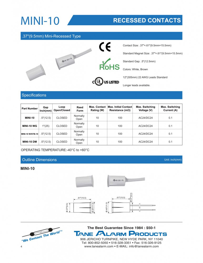 TANE MINI-10 product document, page 1