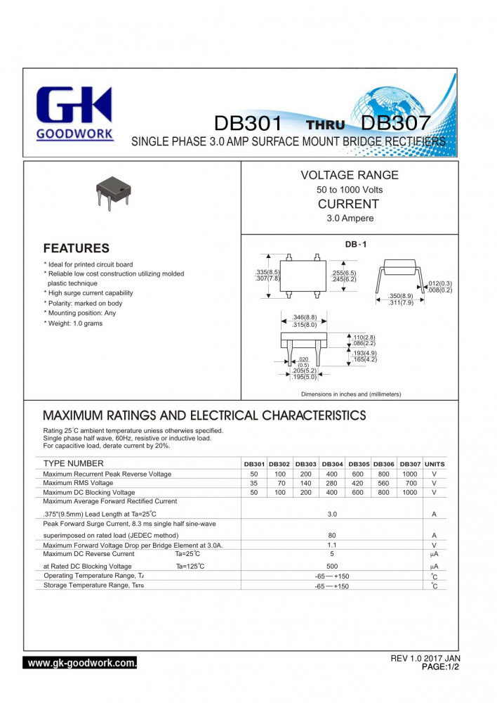 GOODWORK DB307 datasheet page 1