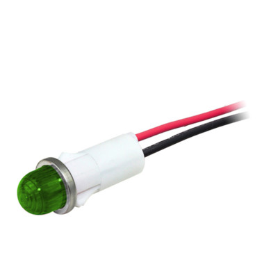 LED Panel Mount Indicator Green .500″ Hi-Dome 12V Wire Leads for sale