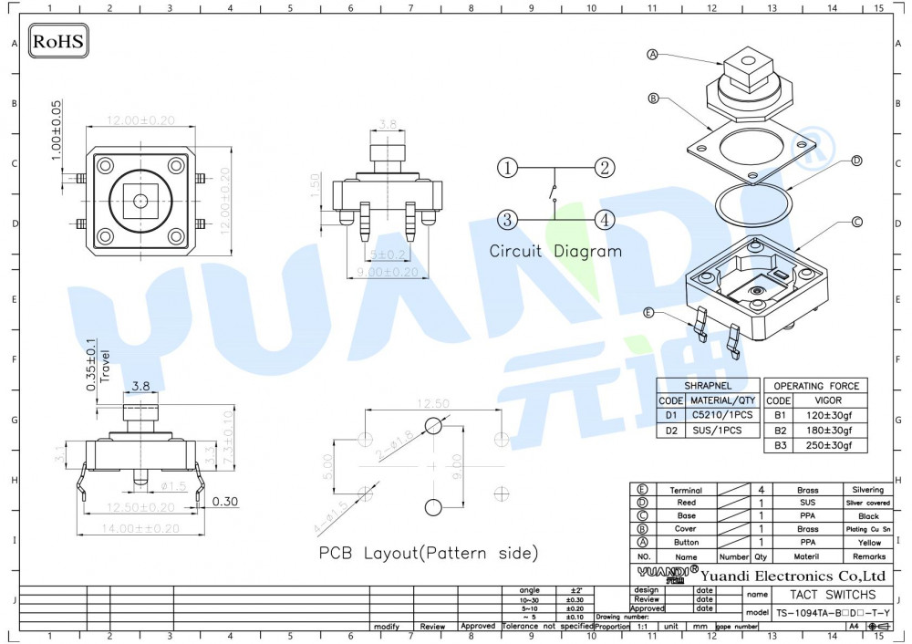 TS-1094TA-B3D2-T-Y technical drawing