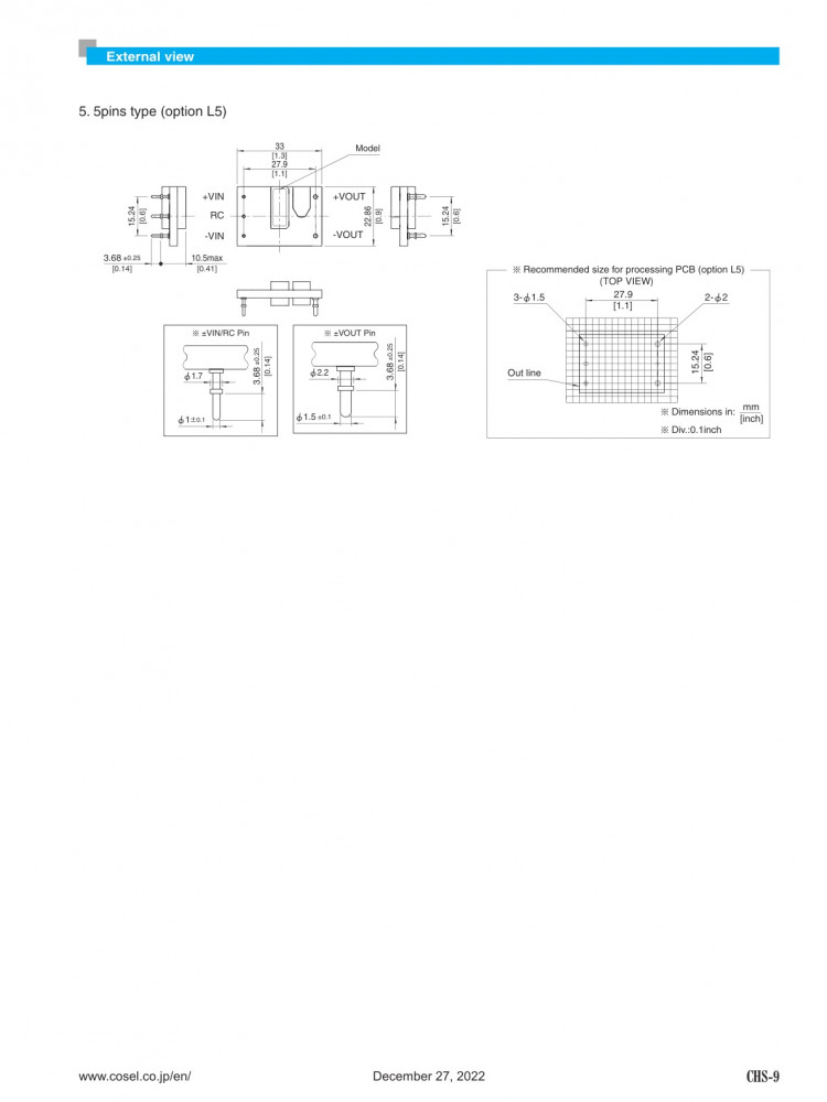 Cosel CHS-series datasheet page 9
