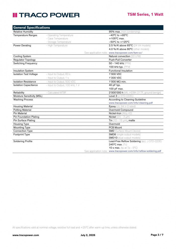TSM series datasheet page 3