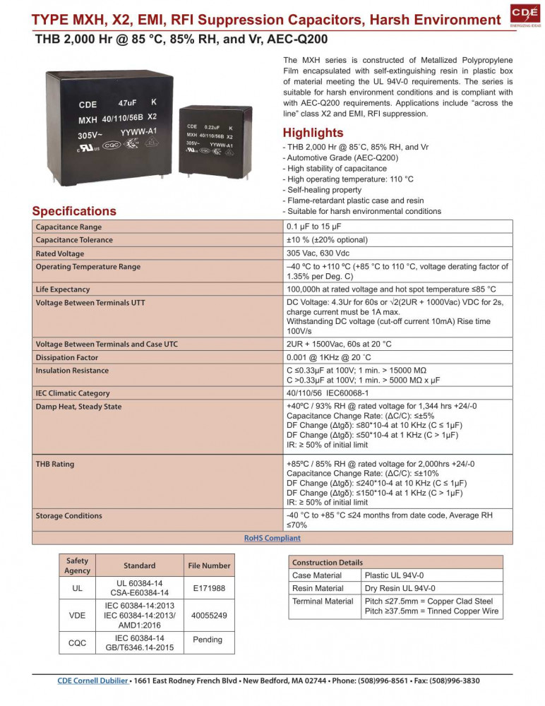 MXH series datasheet page 1
