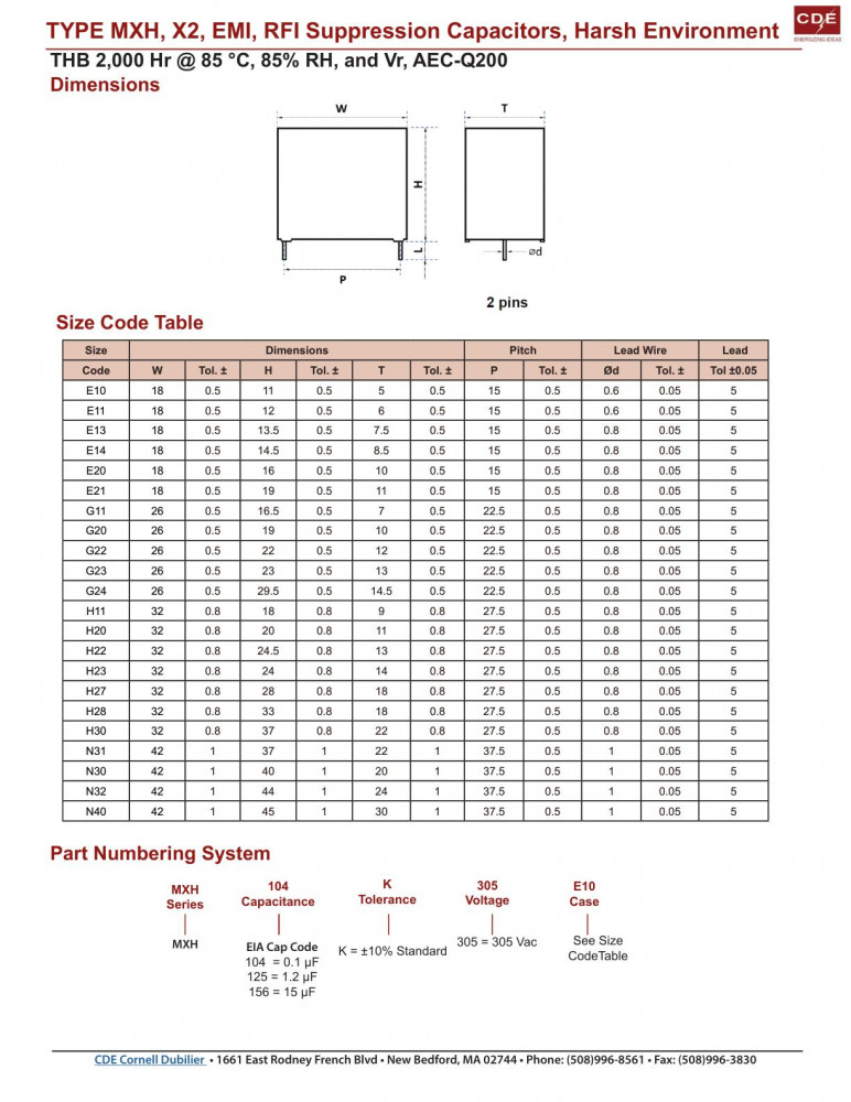 MXH series datasheet page 2