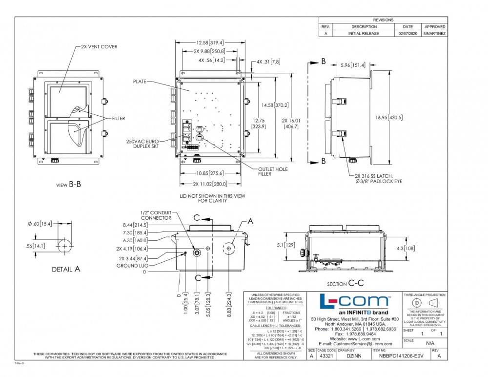 L-com NBBPC141206-E0V engineering drawing page