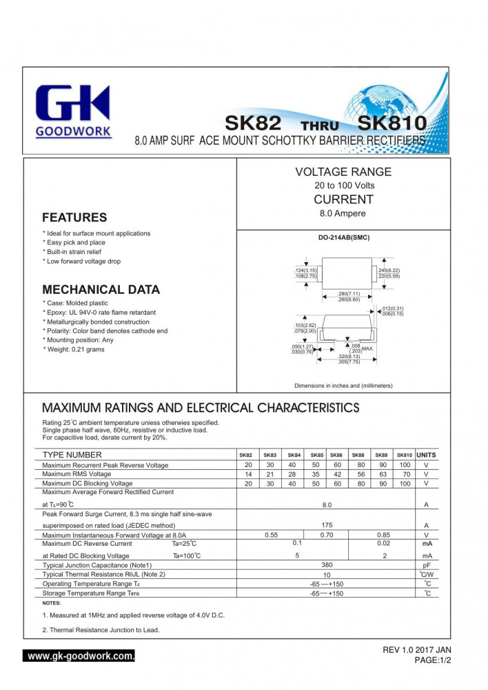 SK86-SMC datasheet page 1