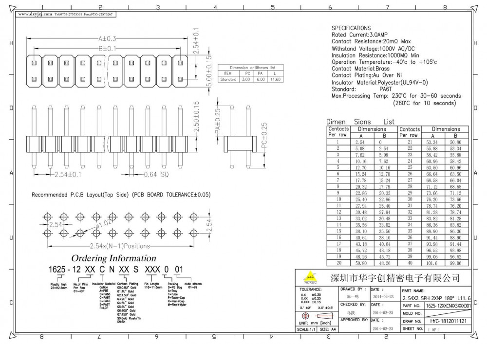 HOAUC 1625-1240CNG0S116001 technical drawing