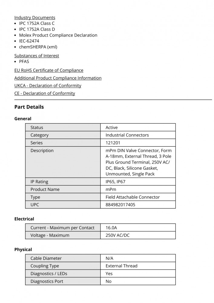 DIN valve connector specification preview, page 2