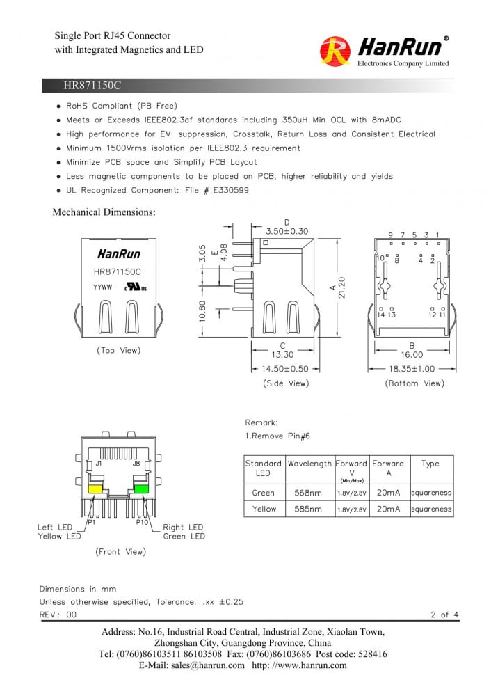 HR871150C technical document page 2