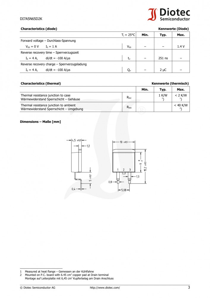 DIOTEC DI7A5N65D2K datasheet page 3