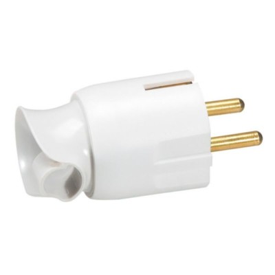 2P+E plug - 16 A - Fr/German standard - cable orientation - white - gencod labelling for sale