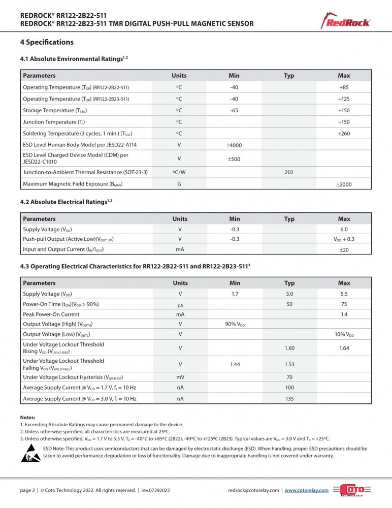 COTO RR122 datasheet page 2