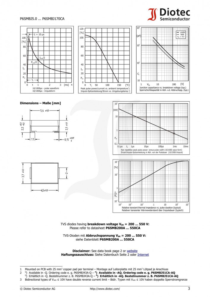 DIOTEC P6SMBJ TVS diode datasheet page 3