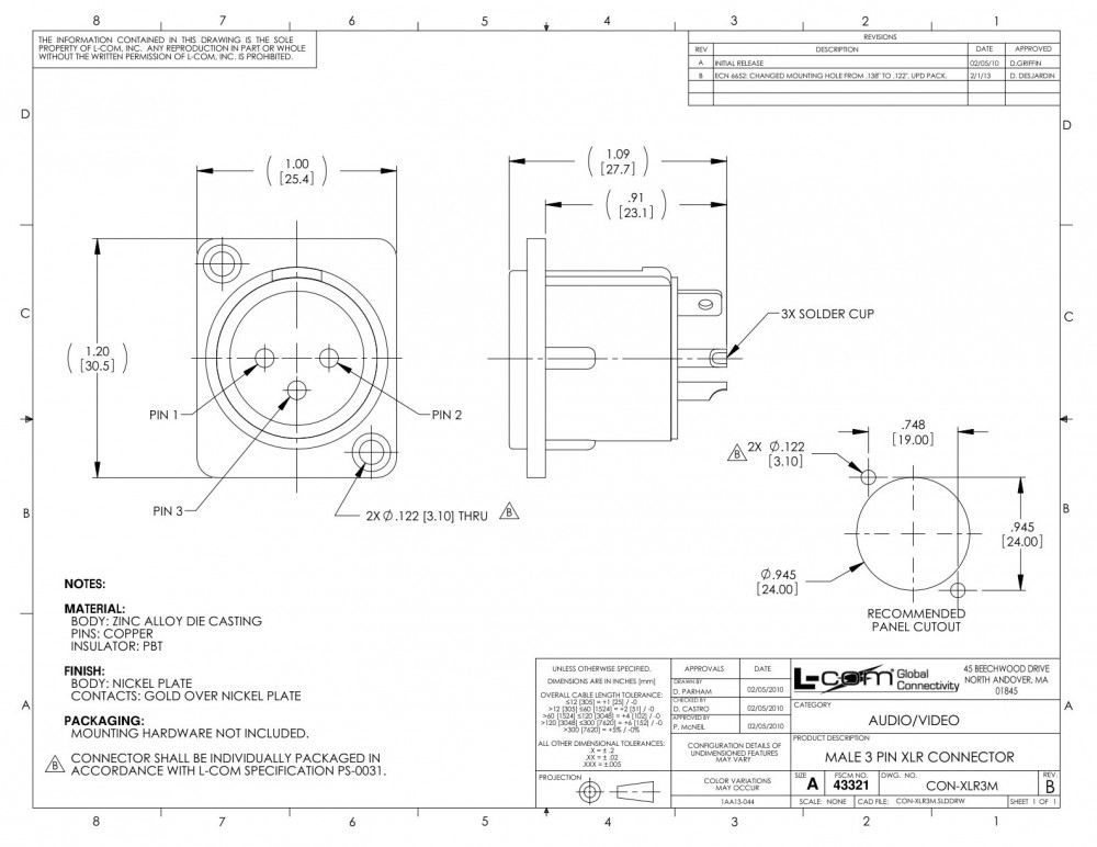 L-com CON-XLR3M technical document preview