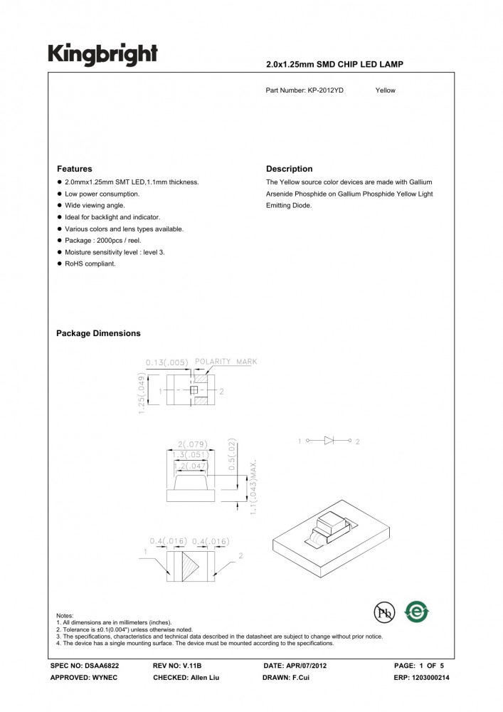 KP-2012YD datasheet page 1