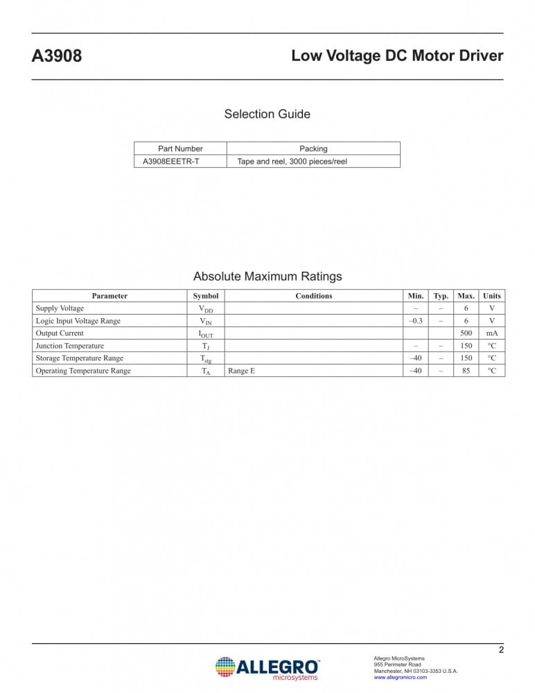 A3908 datasheet page 2