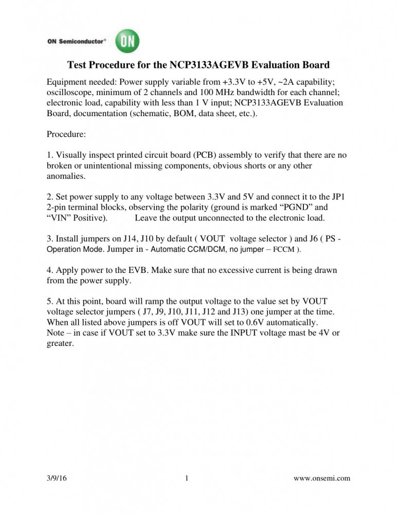 NCP3133AGEVB technical document page 1