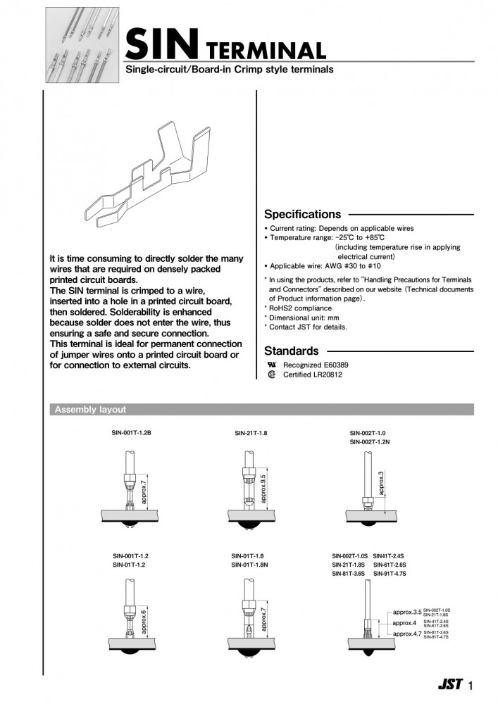 JST SIN terminal technical document page 1