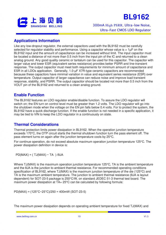 BL9162 datasheet page 10