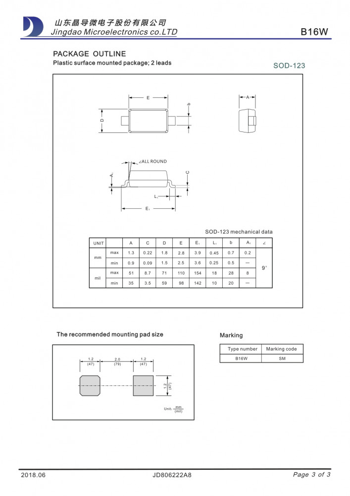 B16W datasheet page 3