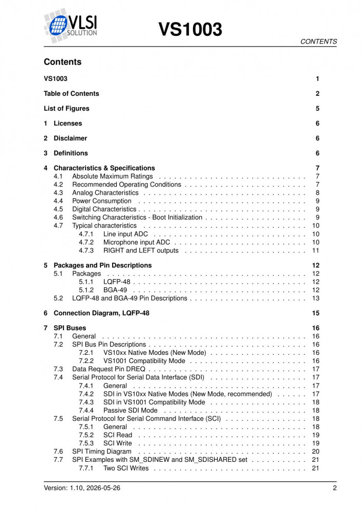 VS1003 technical document page 2