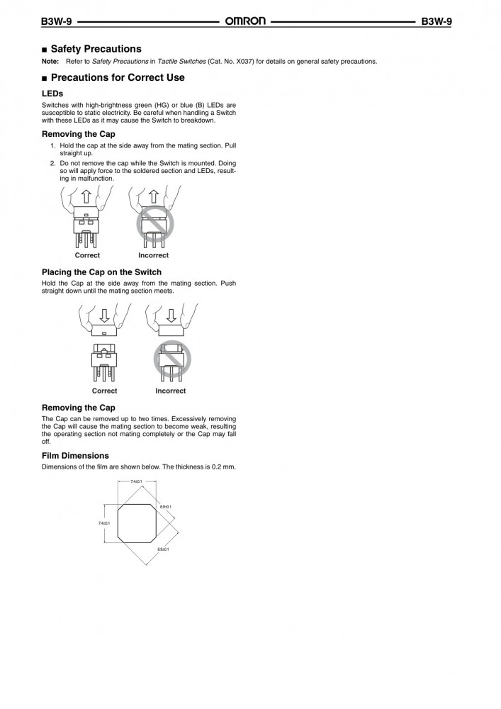 OMRON B3W-9 datasheet page 8