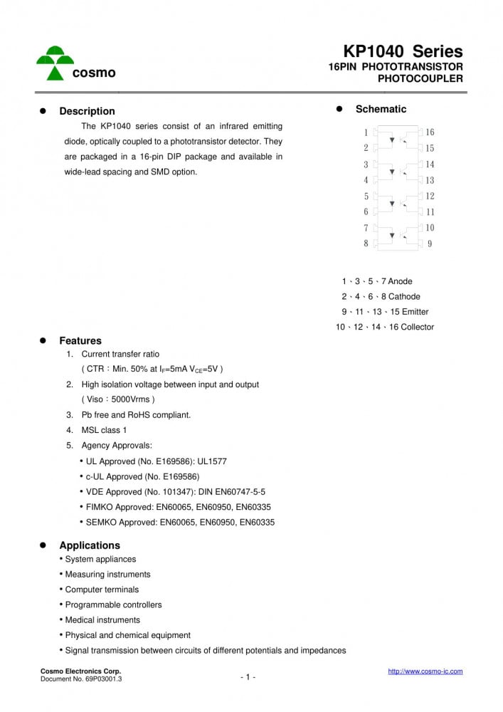 KP1040SE TL datasheet page 1