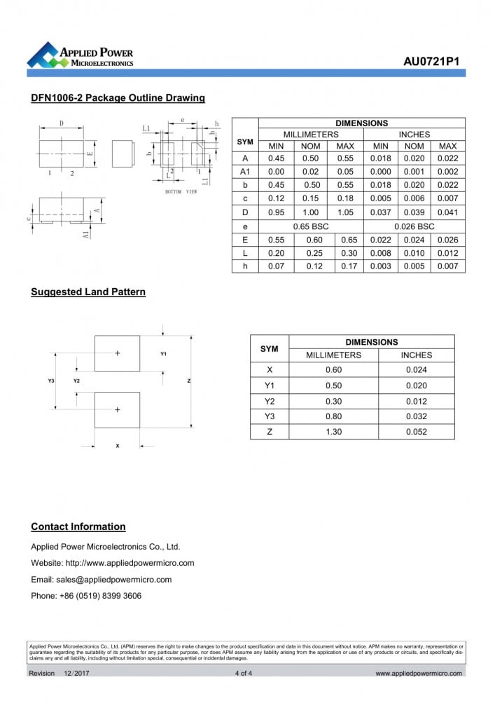AU0721P1 datasheet page 4