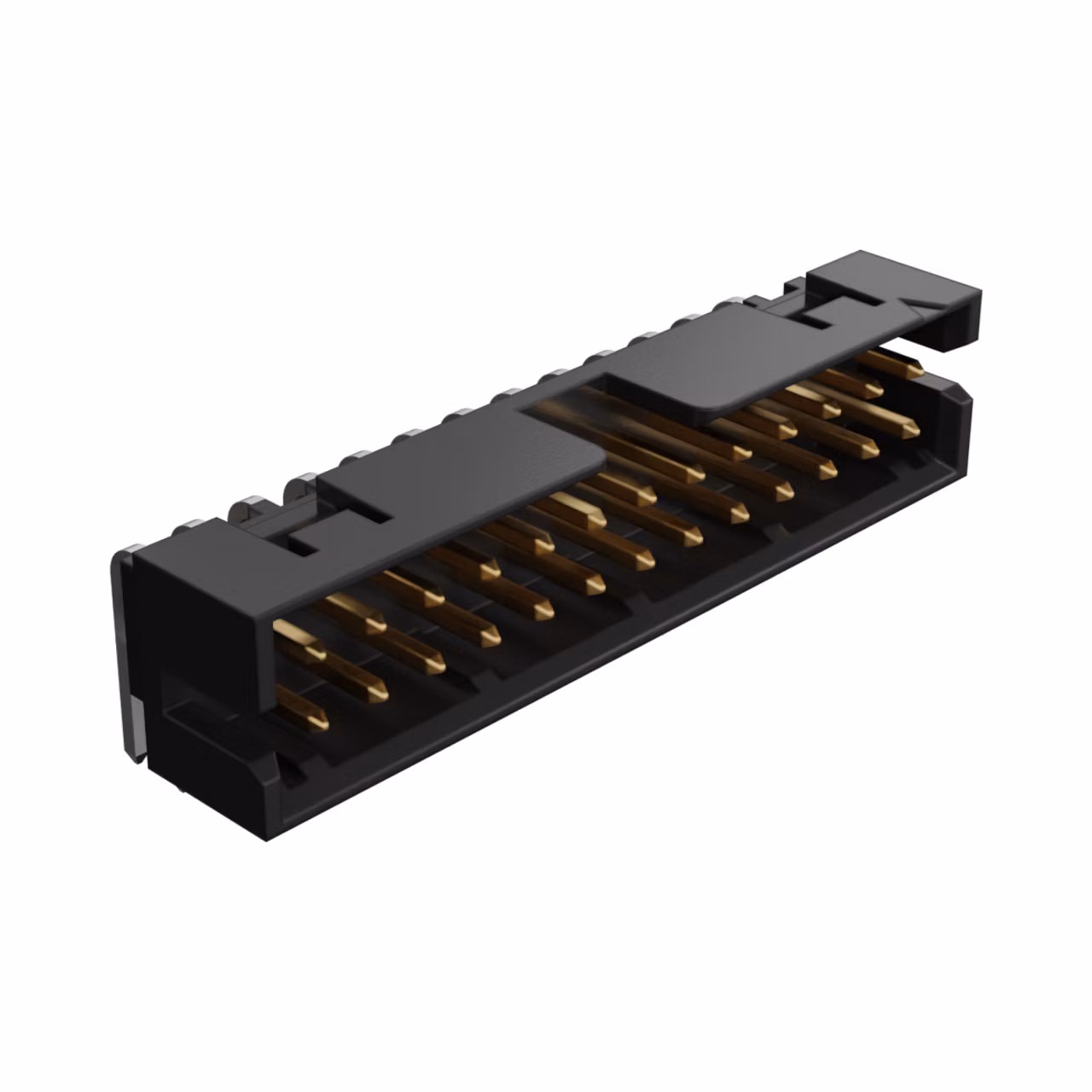 2.00mm Pitch, Milli-Grid PCB Header, Dual Row, Right-Angle, Through Hole, 26 Circuits, 0.38µm Gold (Au) Plating, 2.54mm Tail Length, Dual Side Slots, Dual Friction Locks, Center Polarization (Extra Wide), Tube for sale